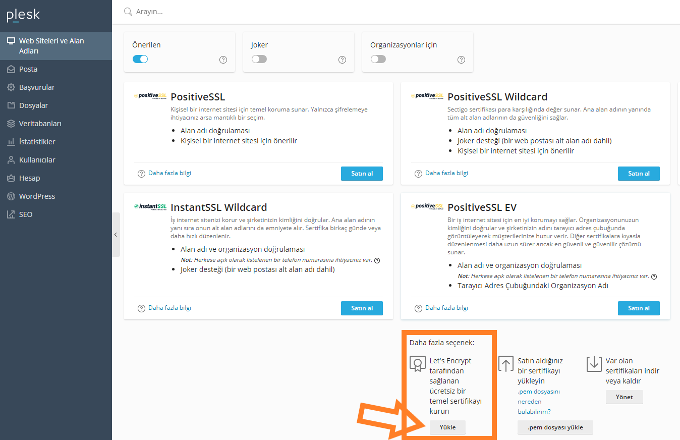 Ücretsiz SSL Kurulumu (Plesk Panel) - inetmar Hosting & Teknoloji Blog Haber Sayfası