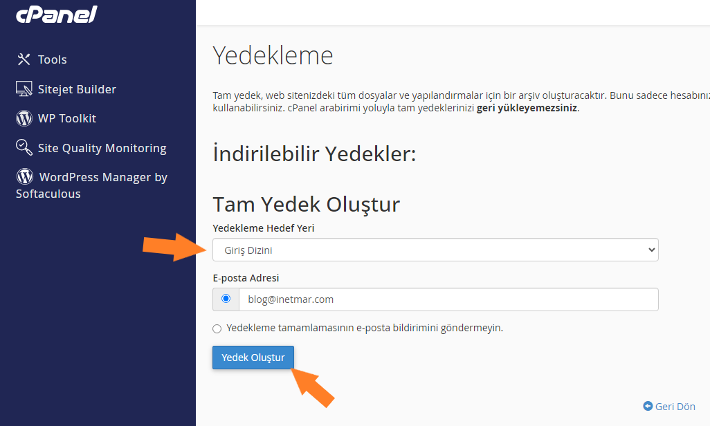 cPanel'de Yedek Nasıl Alınır? | inetmar Hosting & Teknoloji Blog Haber Sayfası