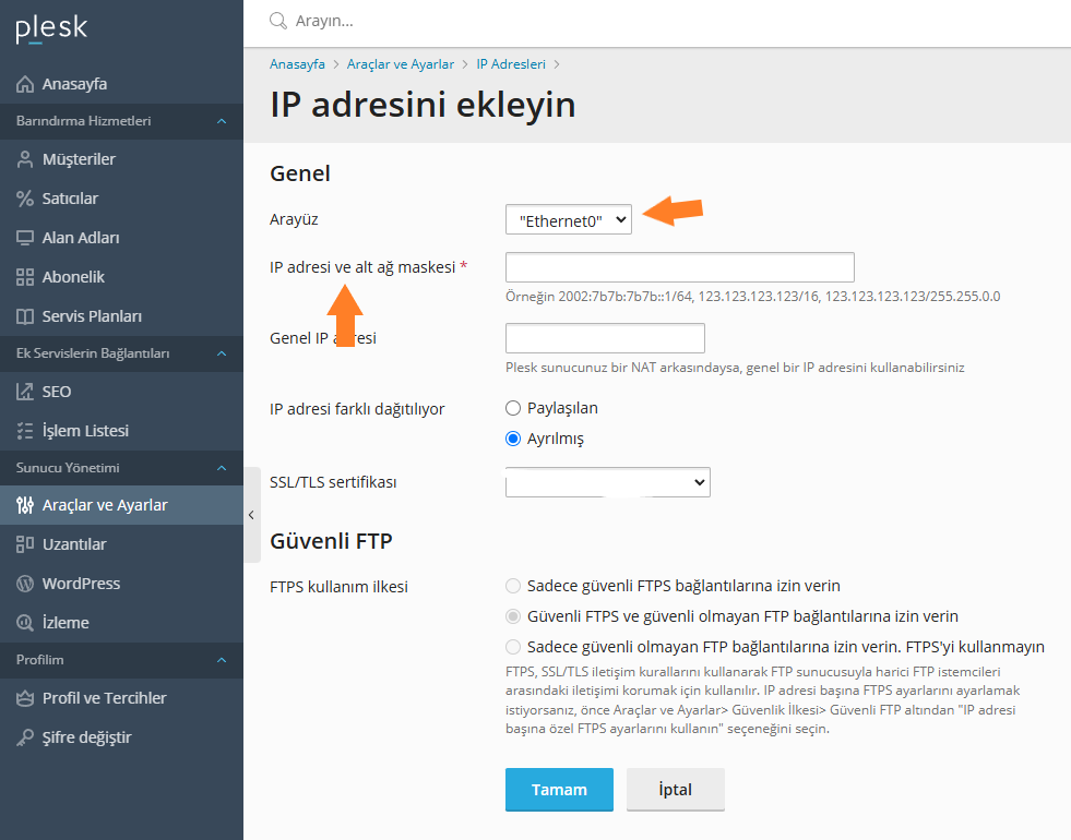 Plesk Panel IP Ekleme İşlemi Nasıl Yapılır? - inetmar Hosting & Teknoloji Blog Haber Sayfası